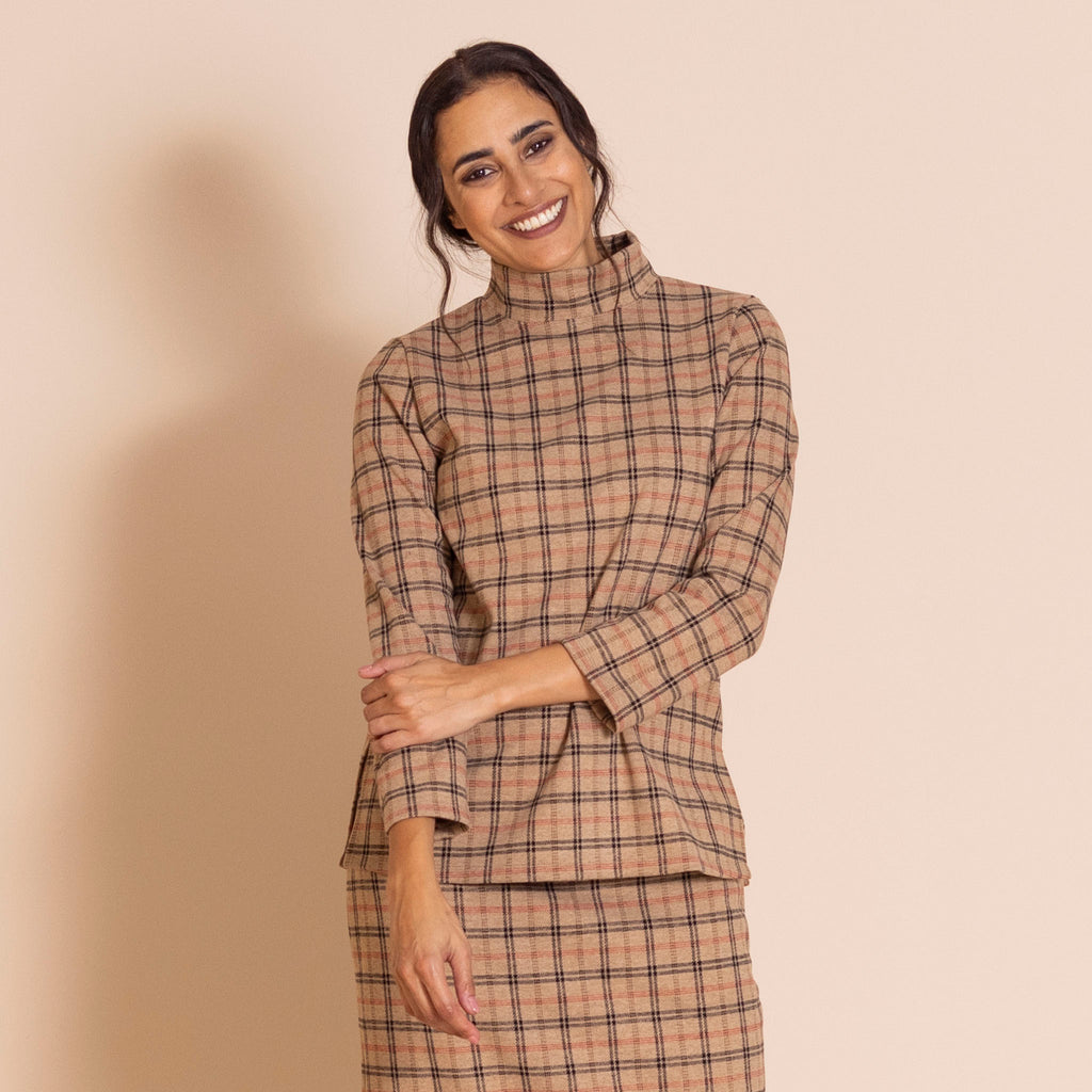 plaid hi crew tee – Megan Salmon